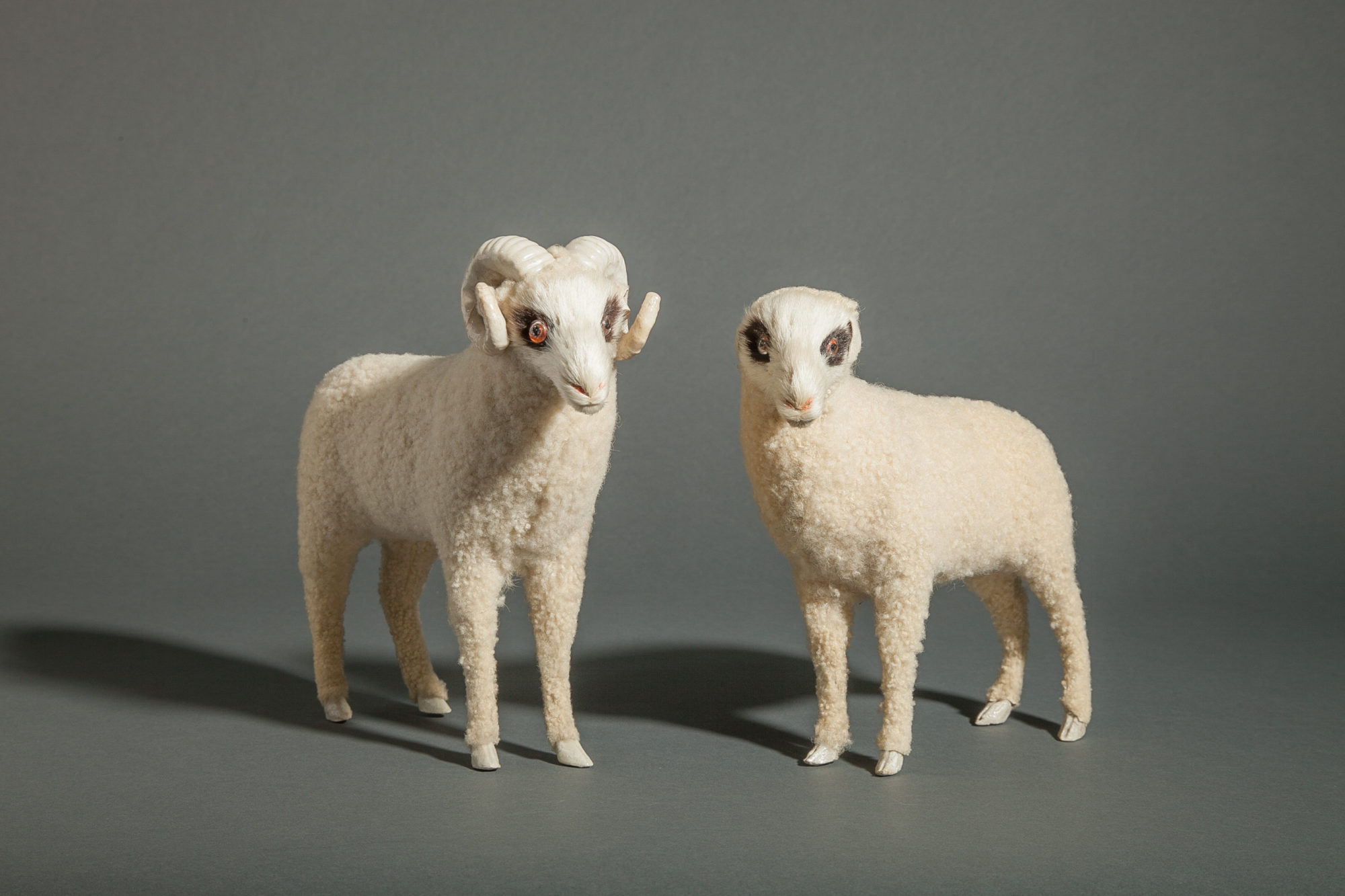 Pair of Antique Japanese Ceramic Sheep - Naga Antiques