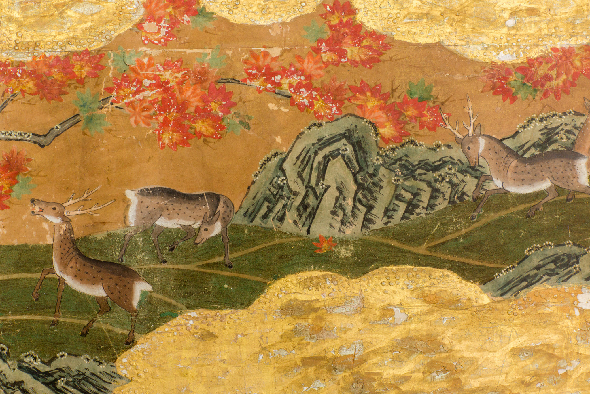 Japanese Five Panel Screen: Winter Into Fall - Naga Antiques