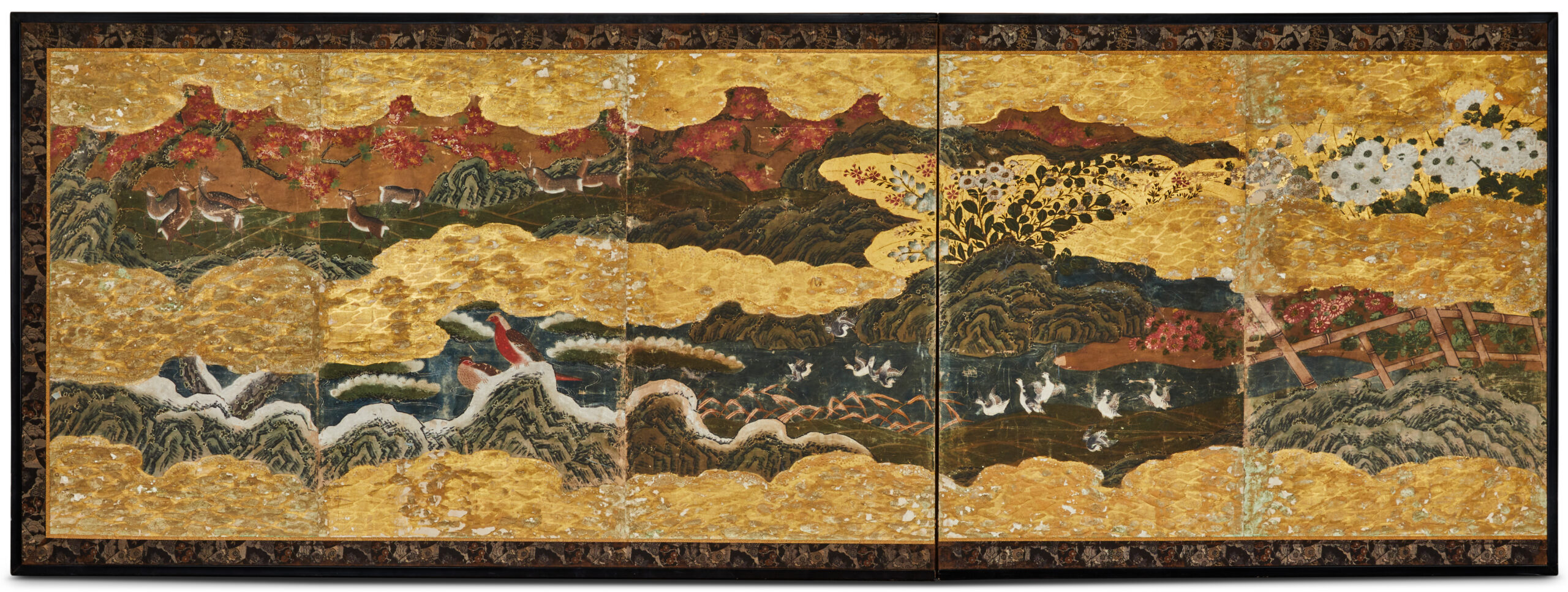 Japanese Five Panel Screen: Winter Into Fall - Naga Antiques