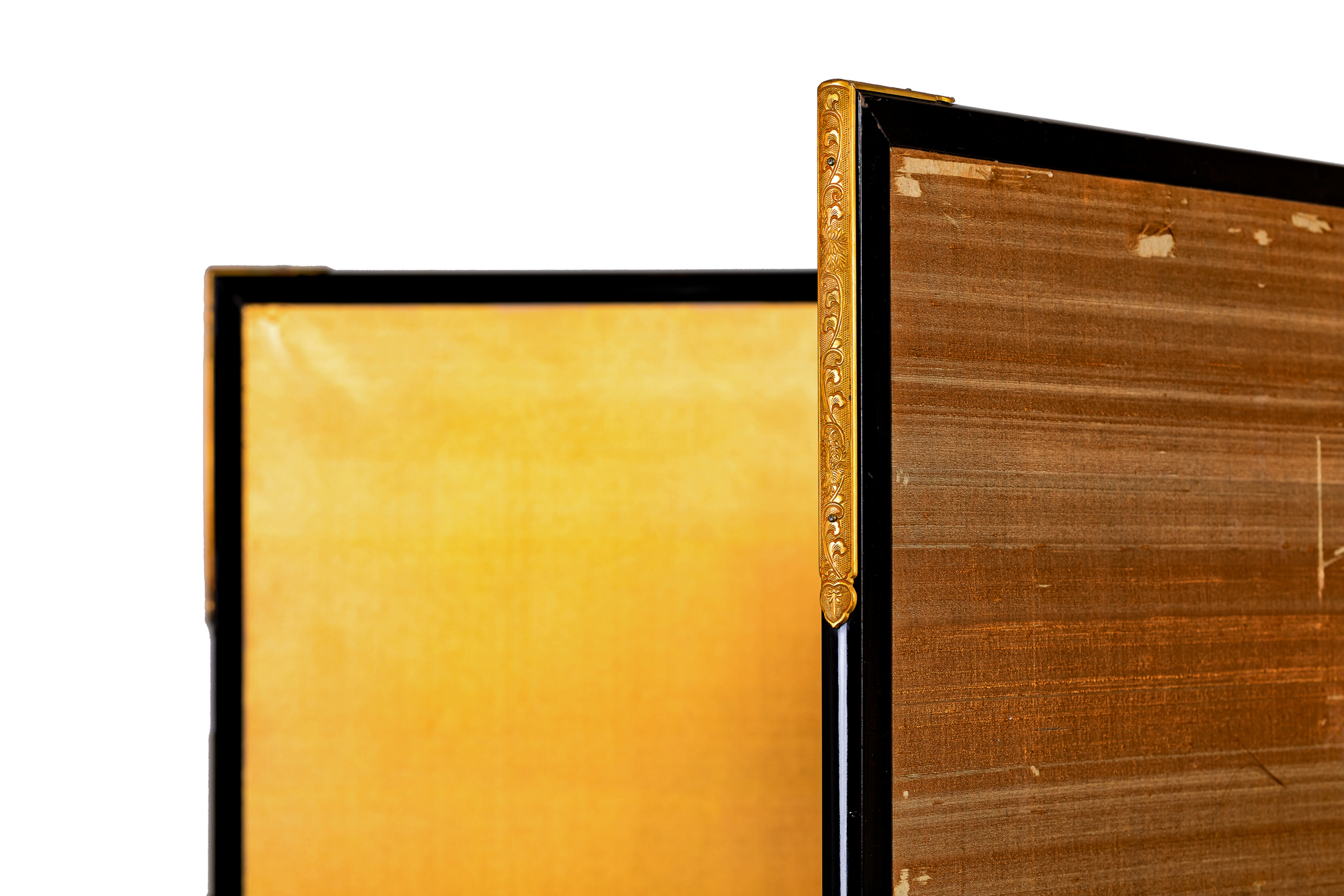 Japanese Two Panel Screen: Flowers by River's Edge - Naga Antiques