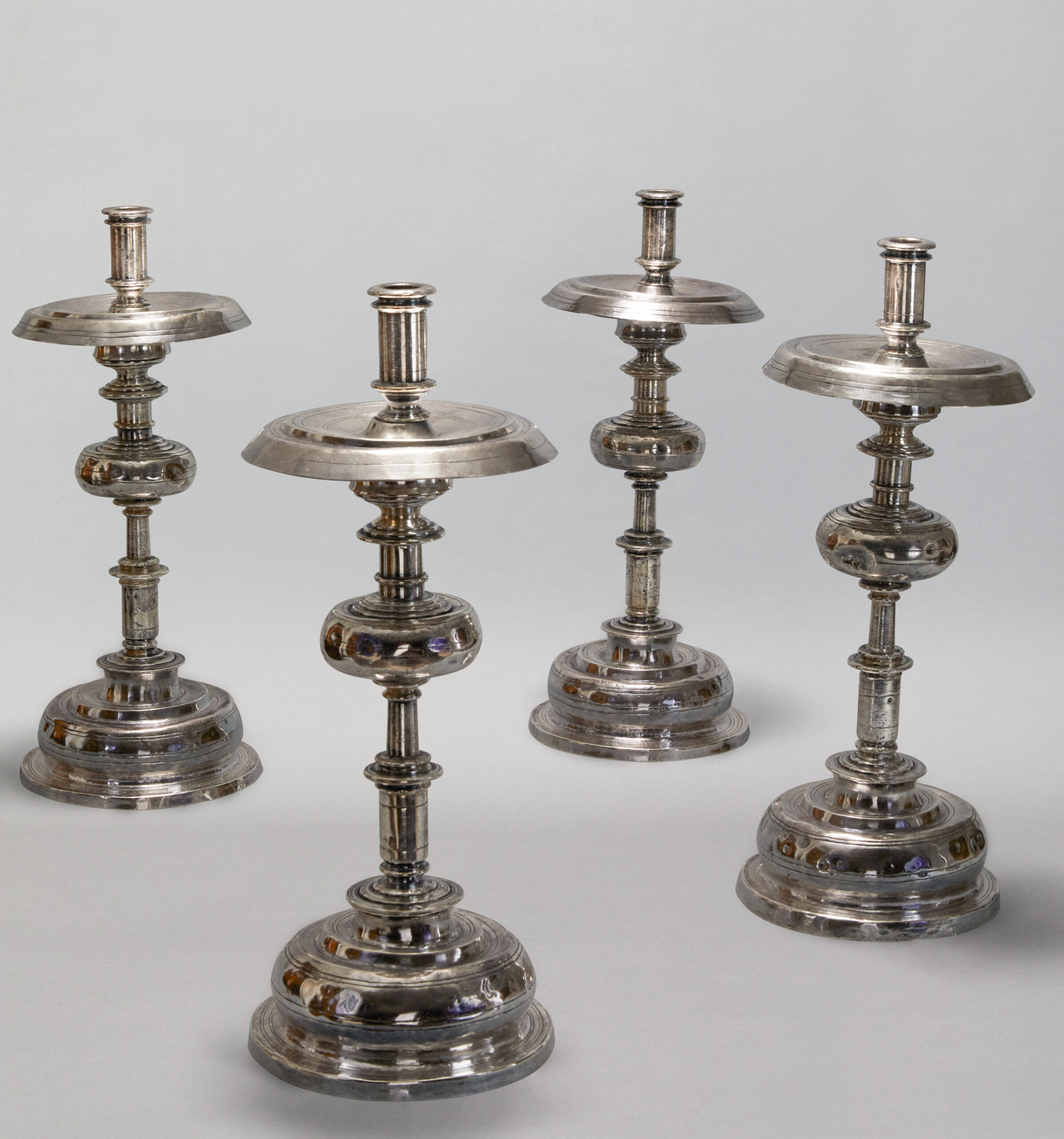Set of 4 Spanish Colonial Silver Candlesticks - Naga Antiques