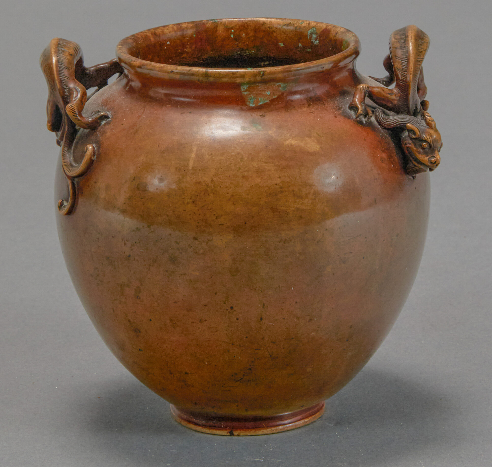 Miniature Bronze Jar with Dragon Handles - Naga Antiques