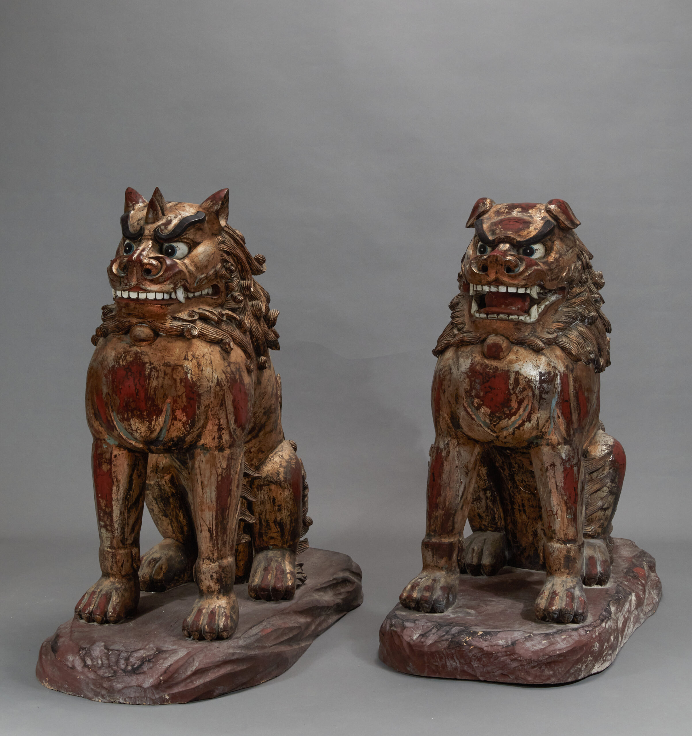 Pair of Giant Fierce Shi Shi (Foo Dogs) - Naga Antiques